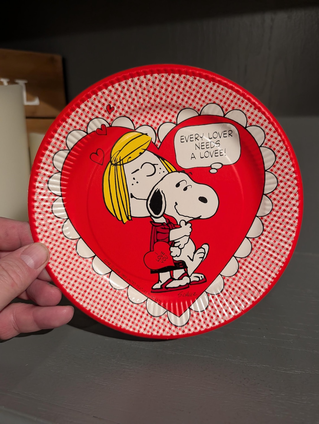 NOS Old 1960's 1965 Snoopy Peppermint Patty Valentine's Paper Plate ...