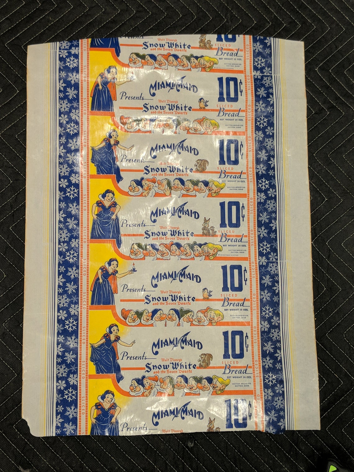 1938 Miami Maid Snow White Bread Wrapper Dayton Bread Co | Etsy