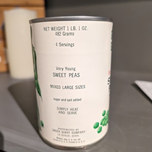 1960's Jolly Green Giant Peas Can Label on Can Original Vintage - Food ...
