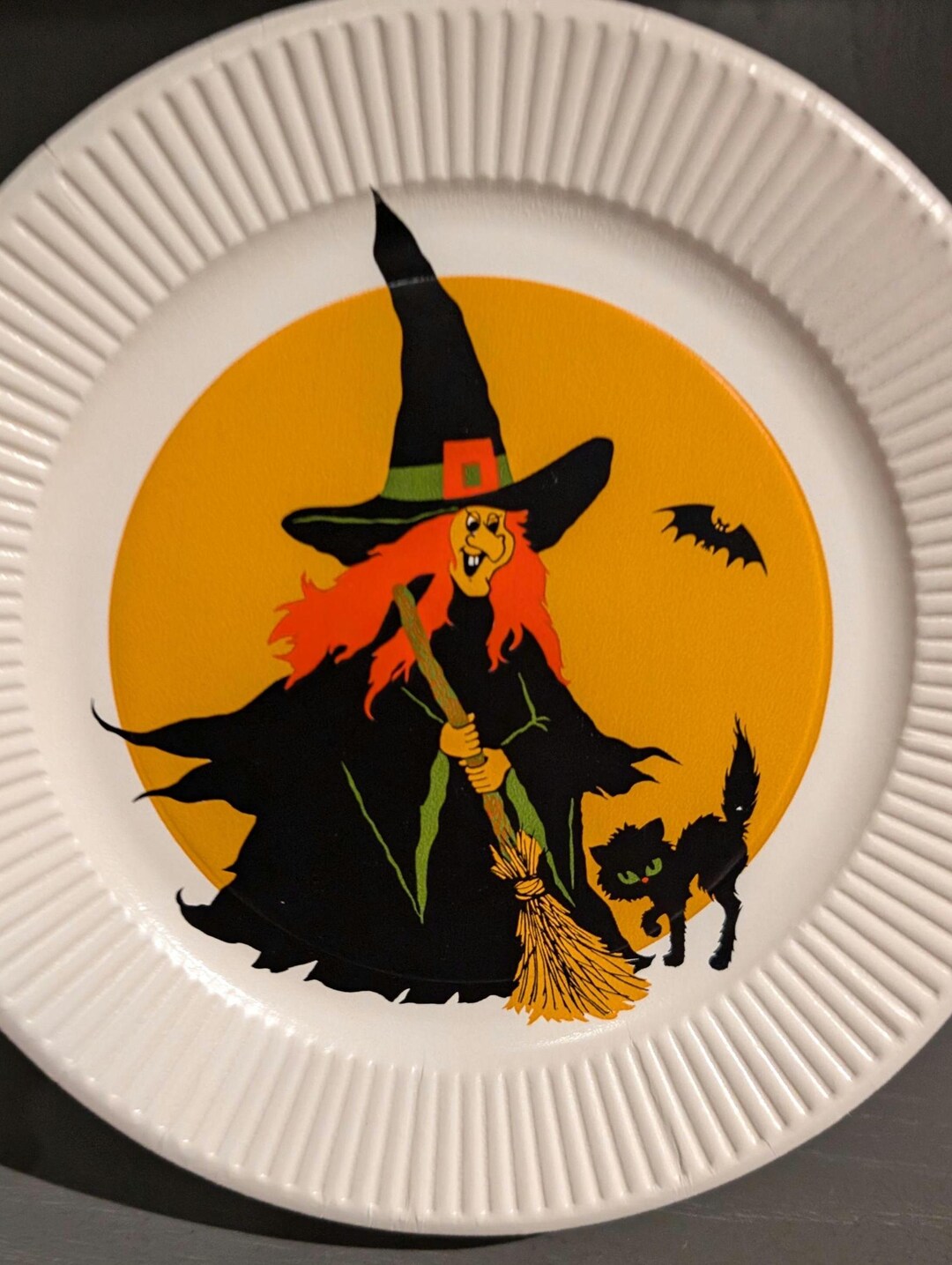 NOS Old 1960s 70s Hallmark Witch Halloween Paper Plate - Old - Original ...