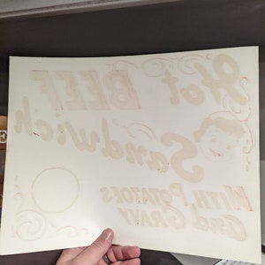 1940's Hot Beef Sandwich Diner Paper Sign Vintage Restaurant Original ...