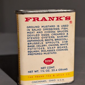 1960s Old & Original Franks Parsley Mustard Spice Seasoning Metal Spice ...