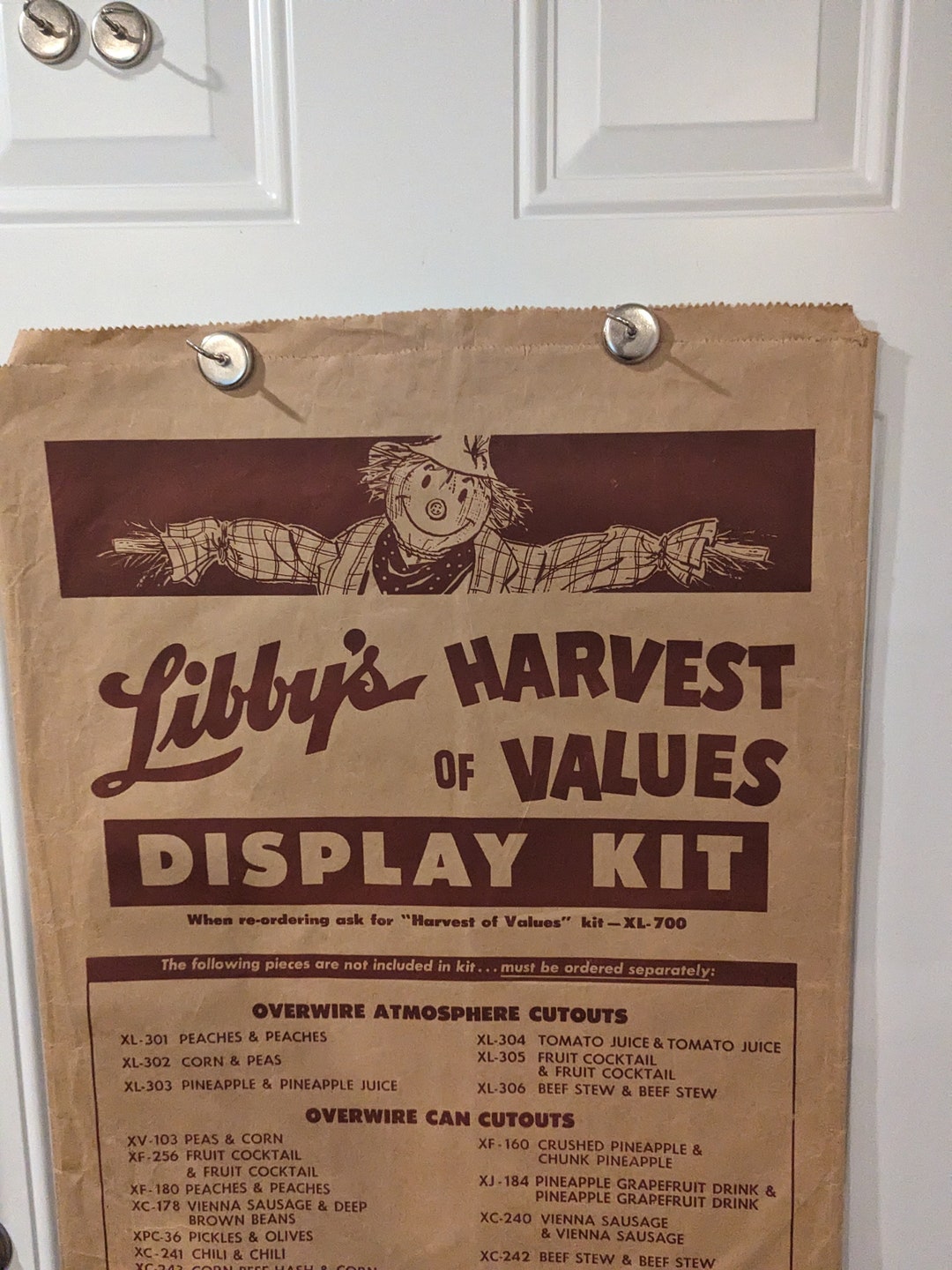 Large 1960s Libby's Harvest of Values Scarecrow Bag Only Store Poster - Die Cut Paper Sign - Old ...