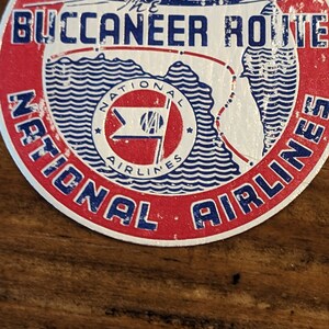 1940's National Airlines Gummed Label Buccaneer Route - Old & Original ...