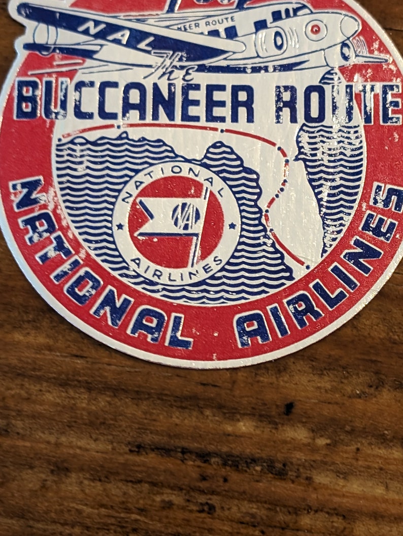1940's National Airlines Gummed Label Buccaneer Route - Old & Original ...
