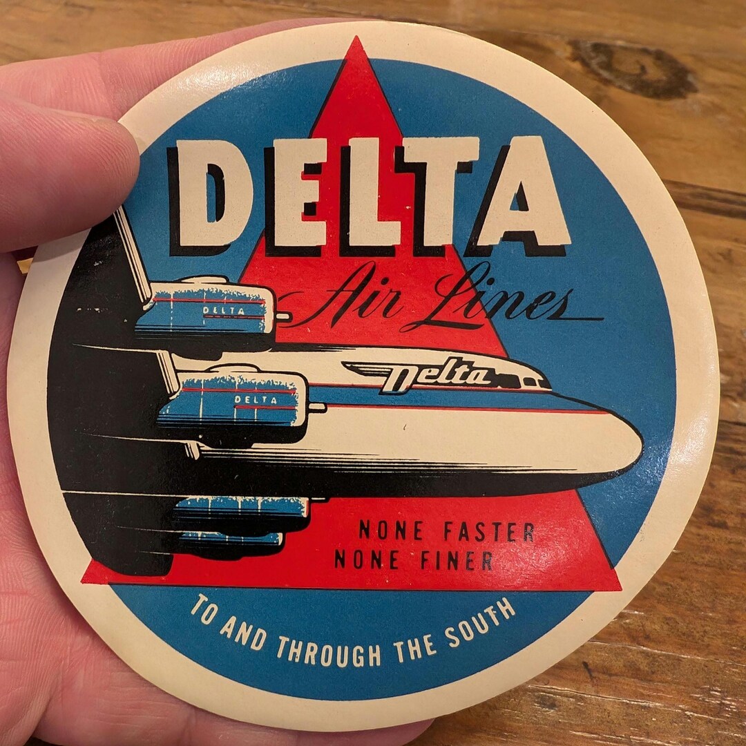 1950's Delta Airlines Airline of the South Gummed Label - Old ...