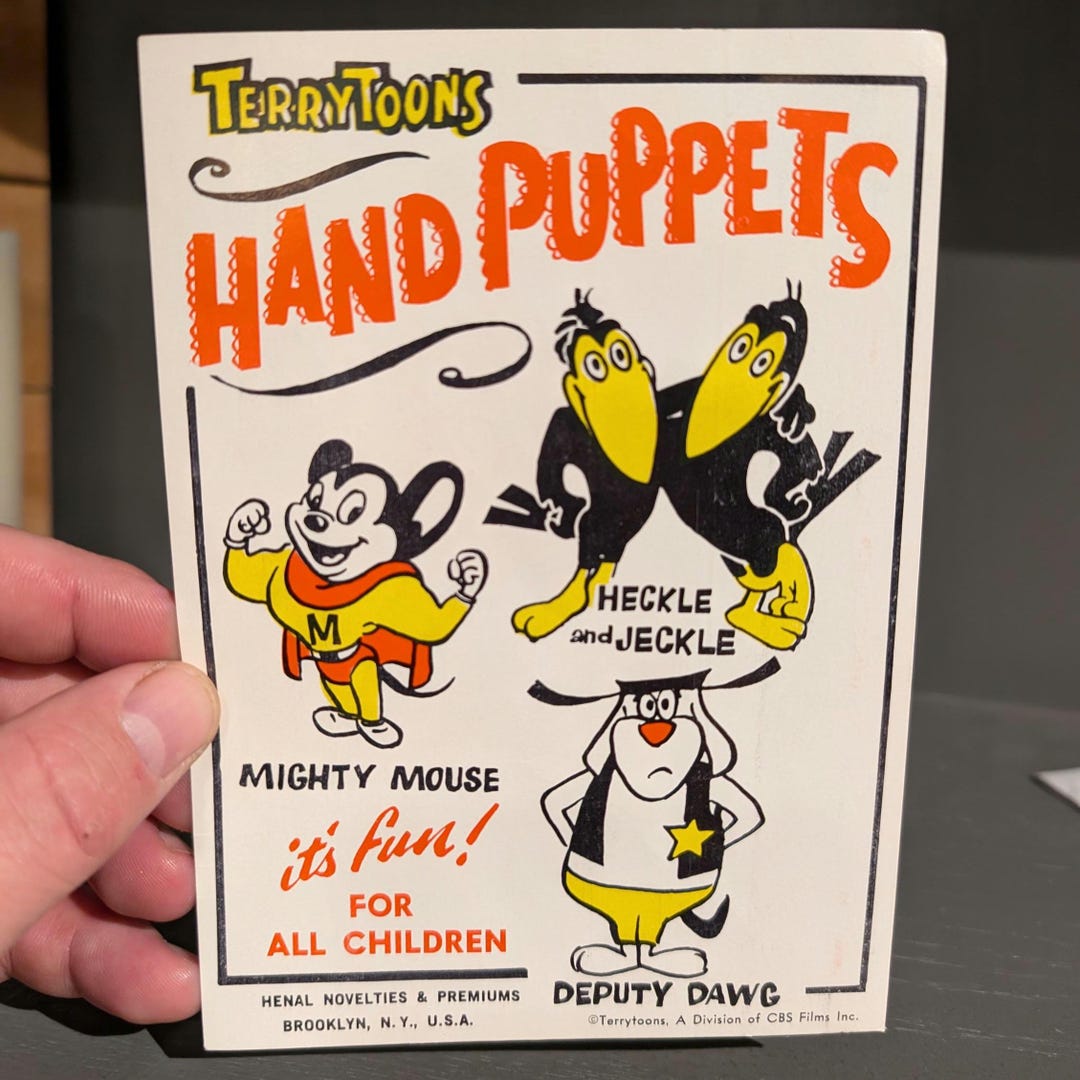NOS 1960s Terry Toons Hand Puppets Novelty Gumball Machine Price Sign - Cardboard - Original ...