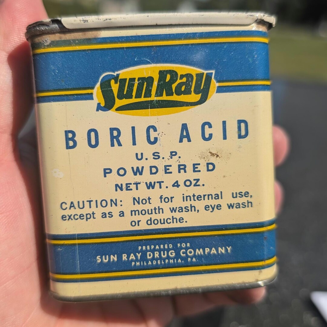 Original Vintage 1940s Sun Rae Drug Stores Boric Acid Metal Tin for ...