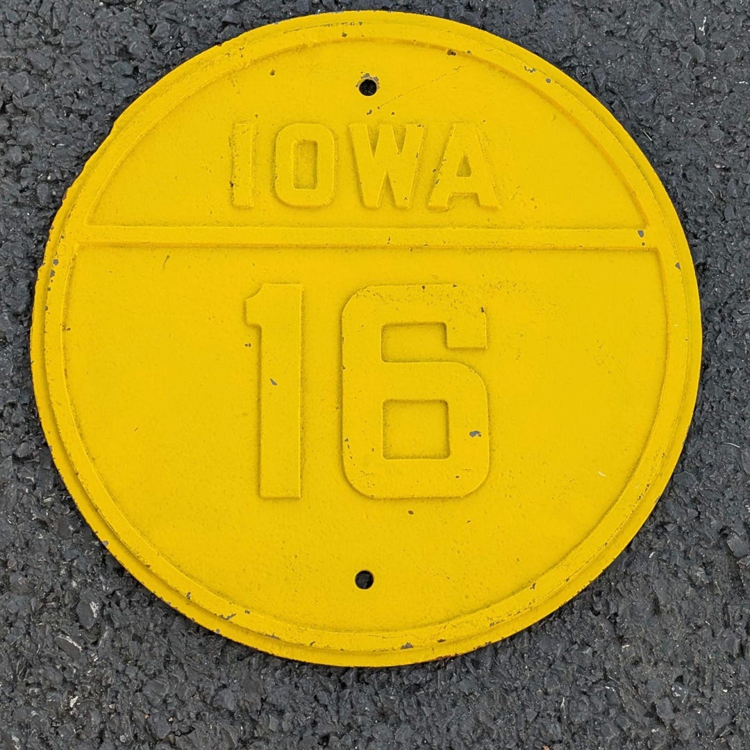 Original 1920's State of Iowa Highway 16 Cast Metal Vintage Sign - Etsy