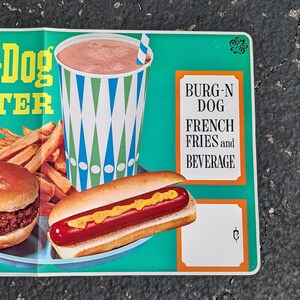 NOS 1966 Burg N Dog Platter Hot Dog Fries Restaurant Poster Drive-in or ...