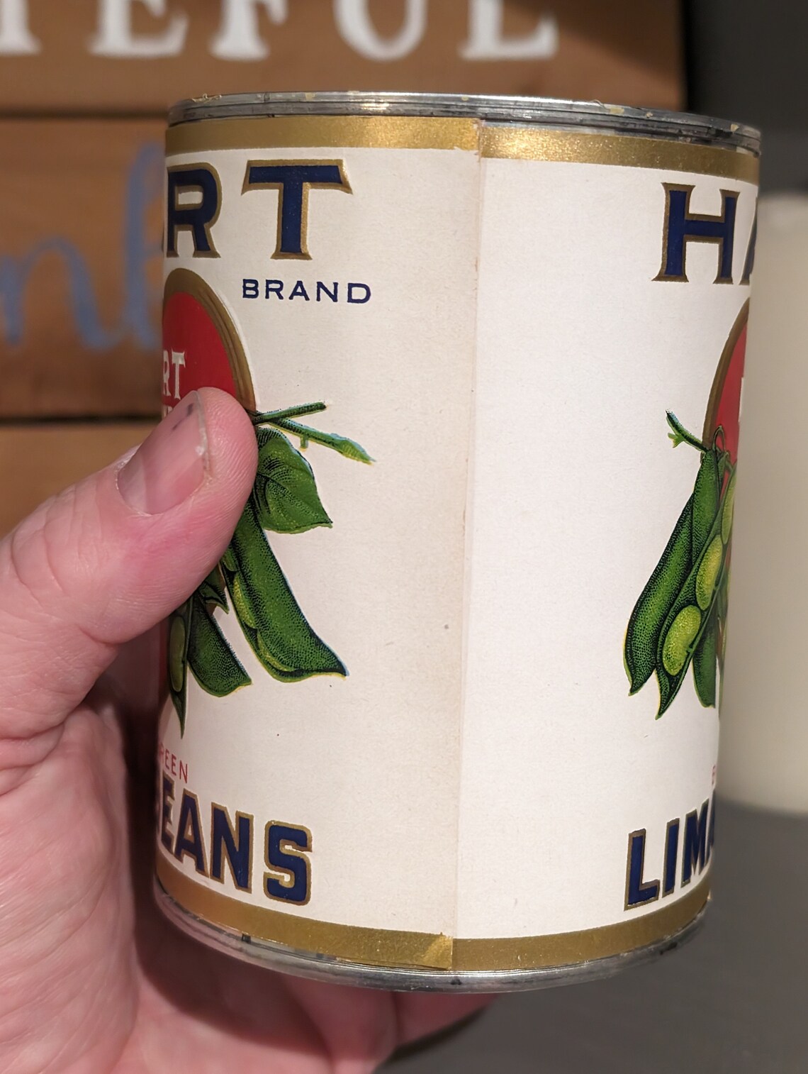 1920's 30s Hart Brand Lima Beans Can Label on Can Original Vintage ...