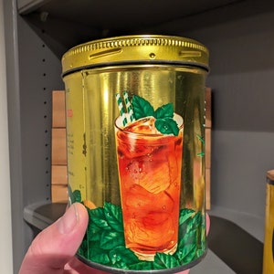 Vintage 1960s 70s Boston's Mint Tea Metal Can Iced Tea Old & Original ...