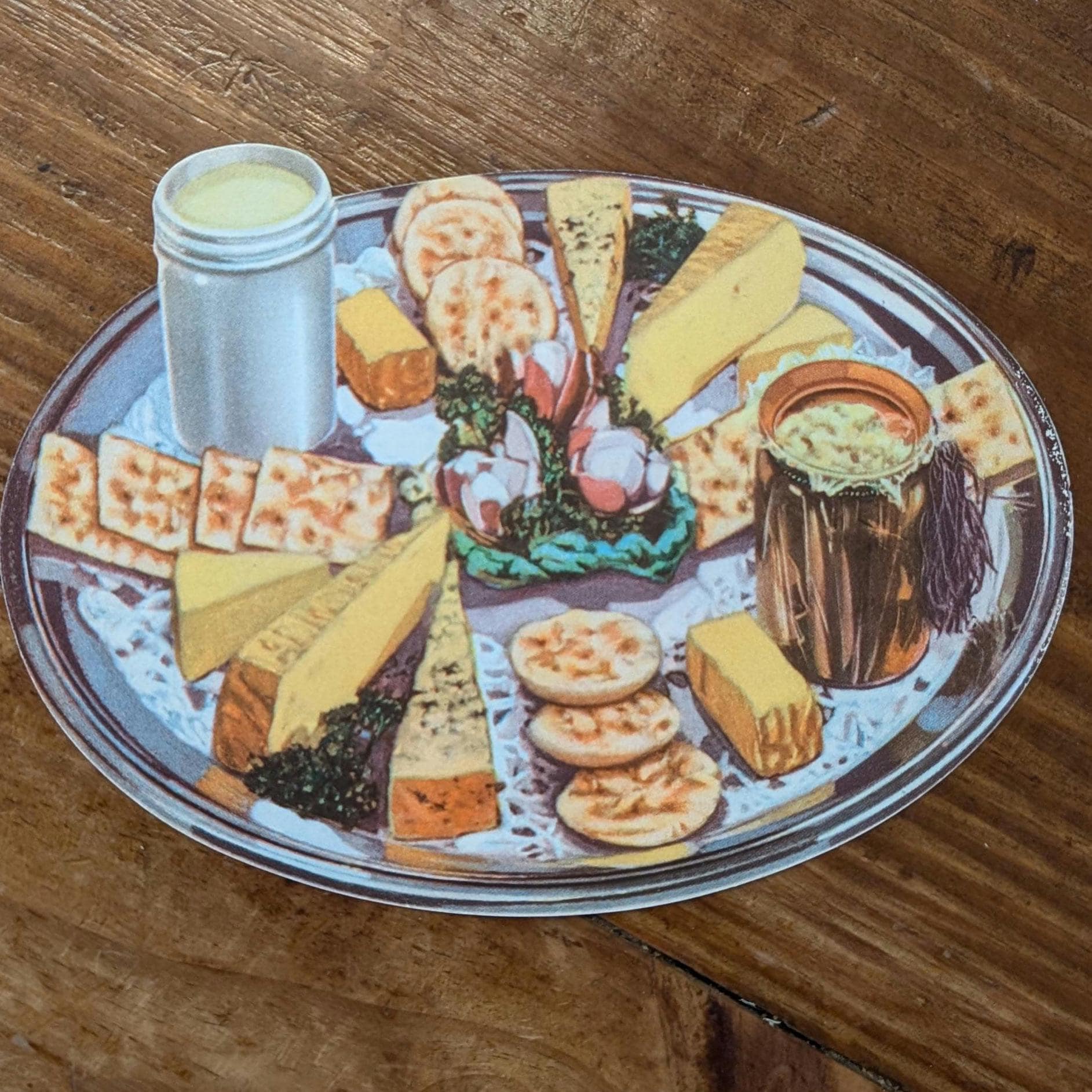 1940s 50s Cheese and Crackers Menu Board Die Cut Paper Gummed Decal ...