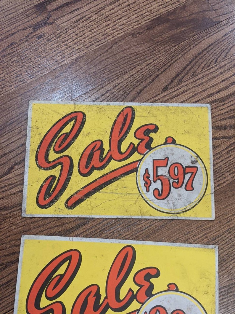 Original 1940's Yellow Red Sale Sign Store Price Sign - Etsy