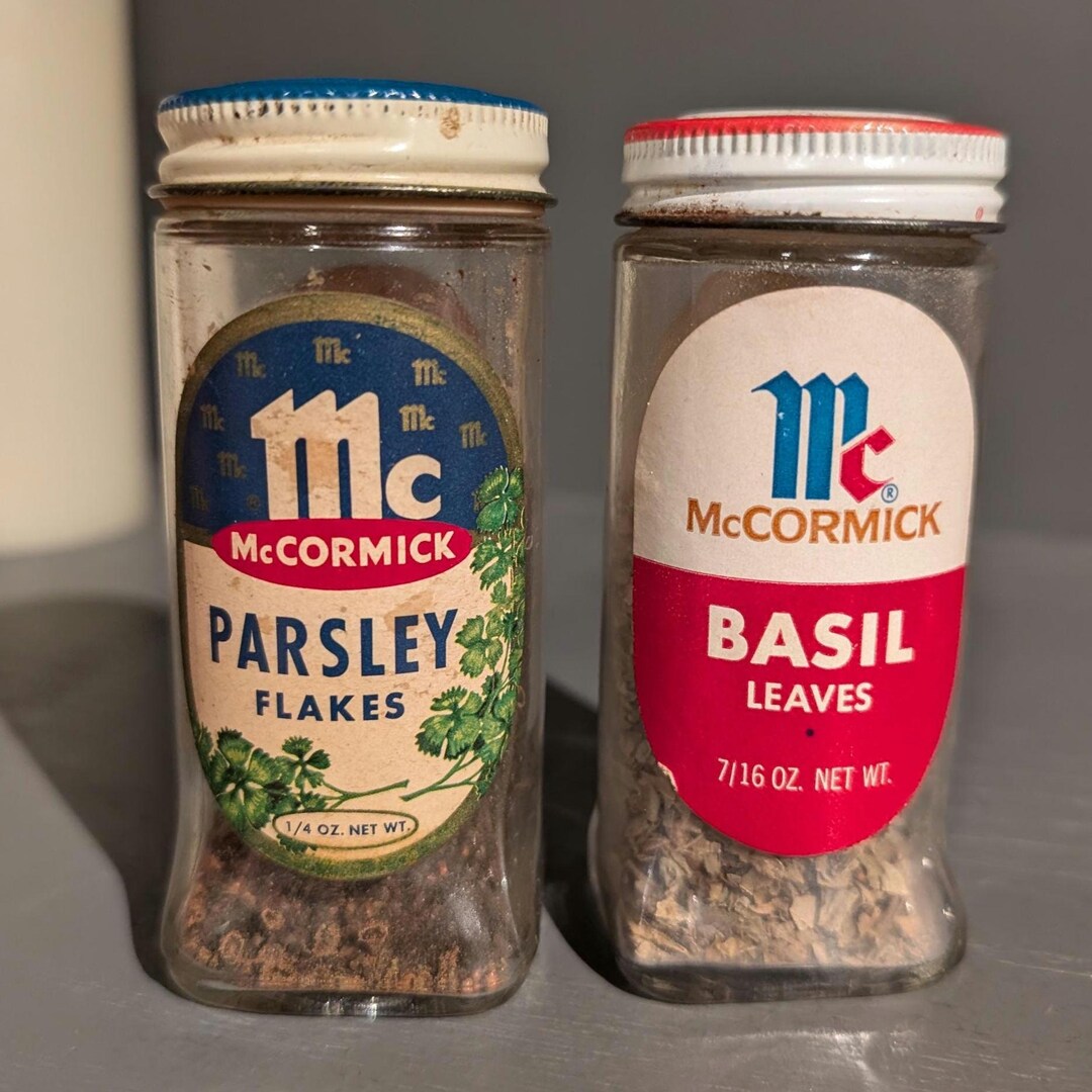 1960s 70s Old & Original Mccormick Glass Bottle Spices - CHOICE Parsley ...
