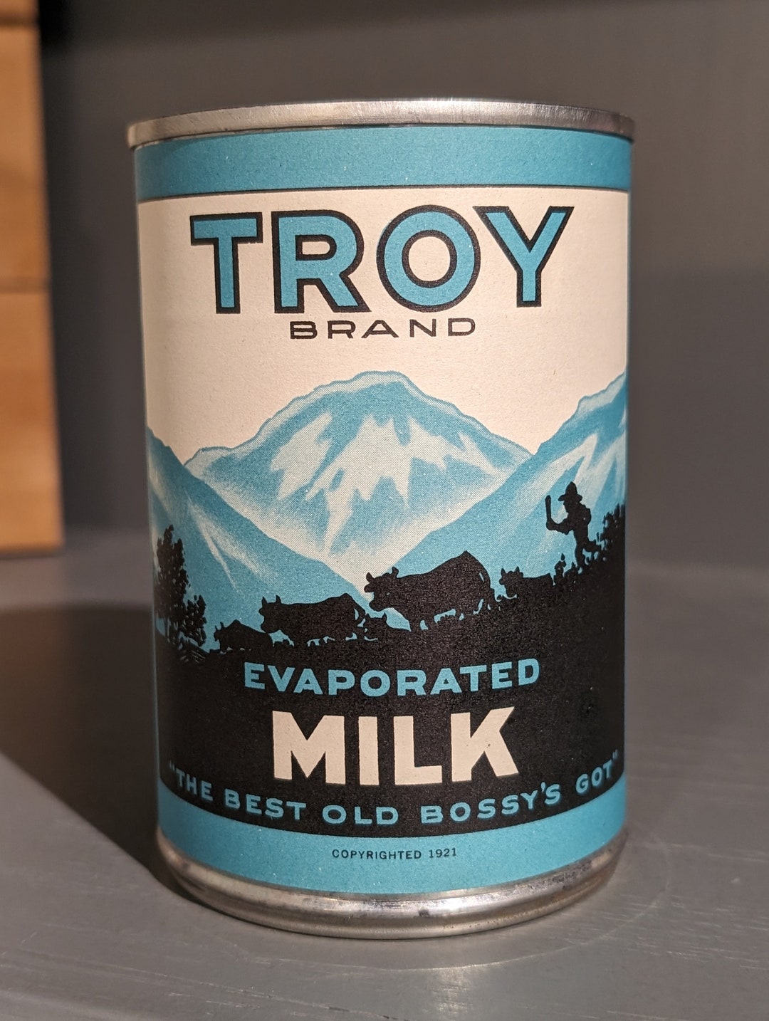 1920s Troy Evaporated Milk Old Bossy Can Label on Can Original Vintage ...