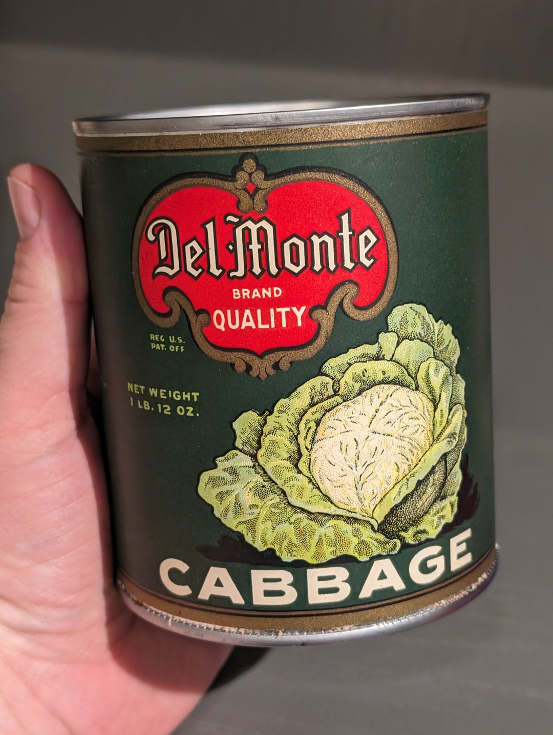 1930's Del Monte Cabbage Can Label on Can Original Vintage California ...