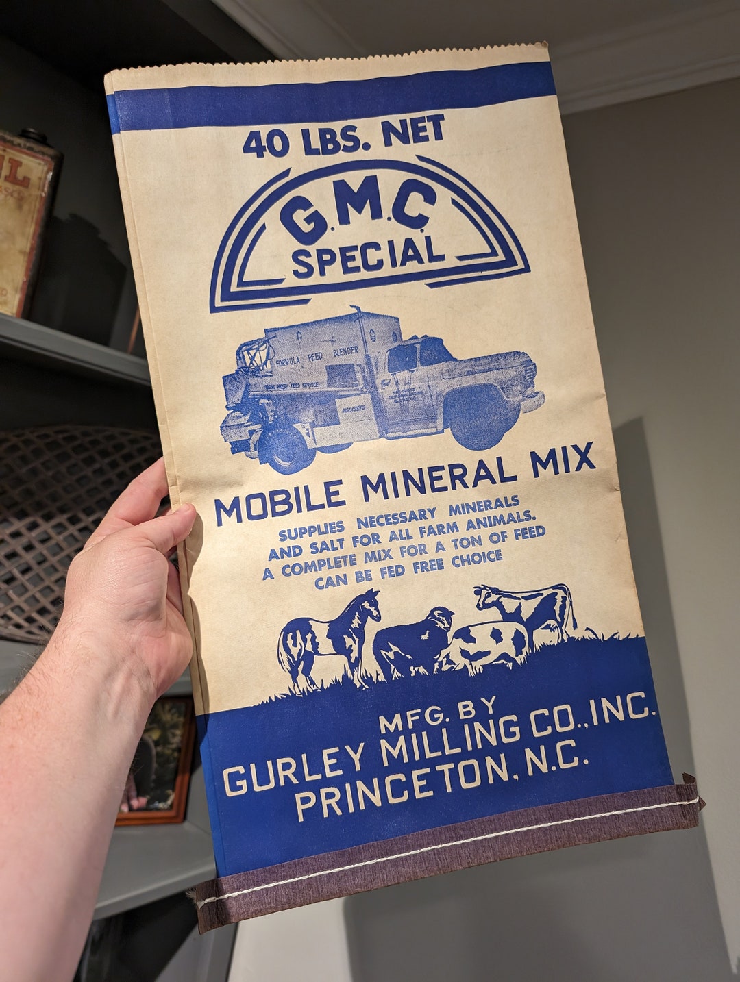 Original 1960s GMC Paper Animal Feed Food Sack - Old Original Decor ...