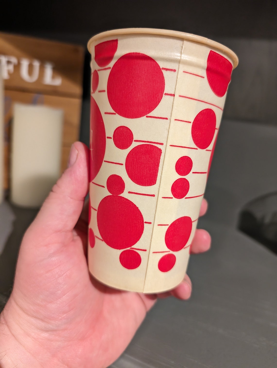 NOS 1940s 50s Red Polka Dot Waxed Paper Cup UA United Artists- Old ...