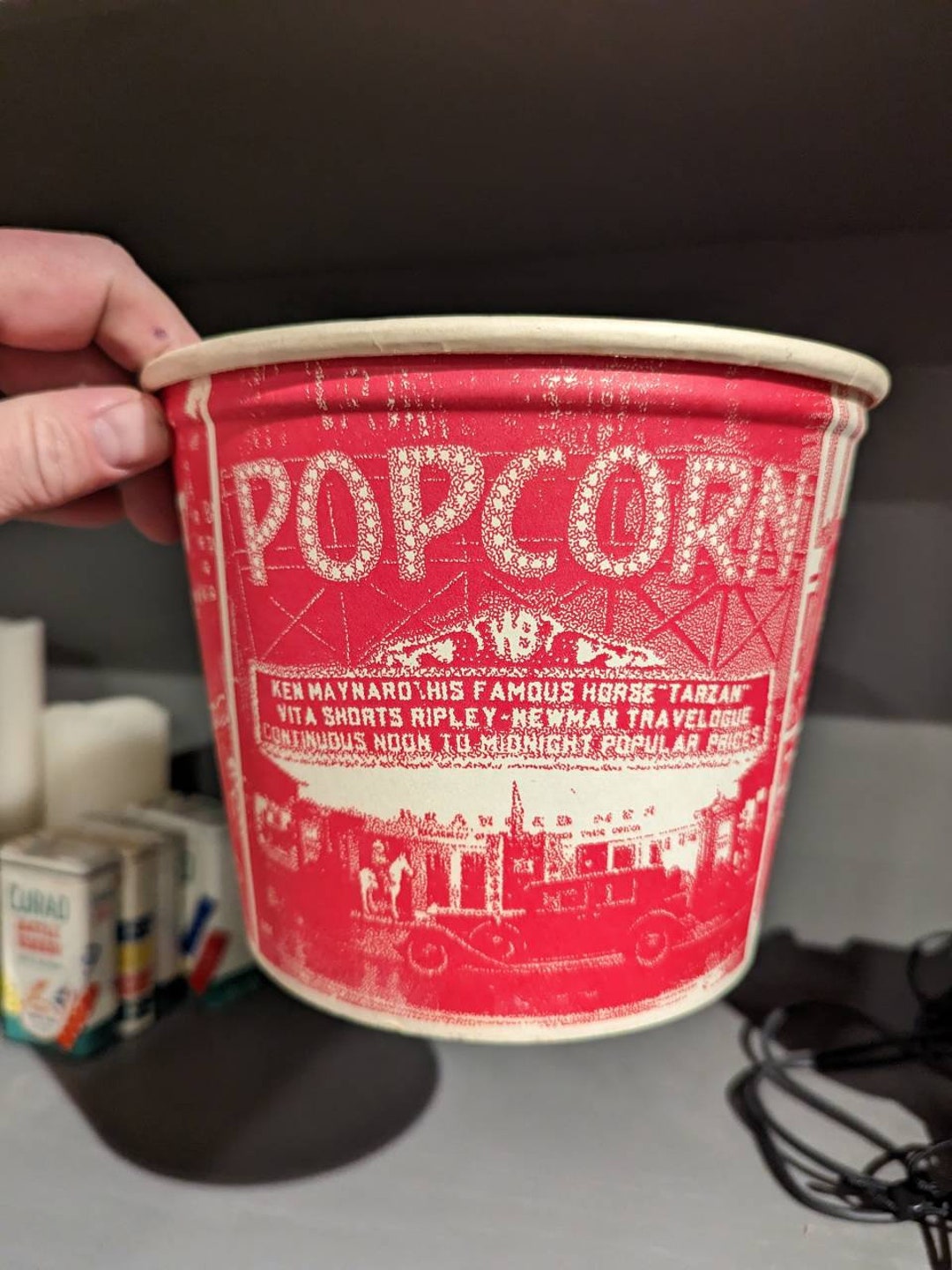 1980s Red Strand Theater Popcorn Tub Dixie Cups Pop Corn Cup Box Old ...