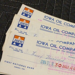 Lot of 10 1970's Iowa Oil Company Checks, Dubuque, Iowa - Old ...