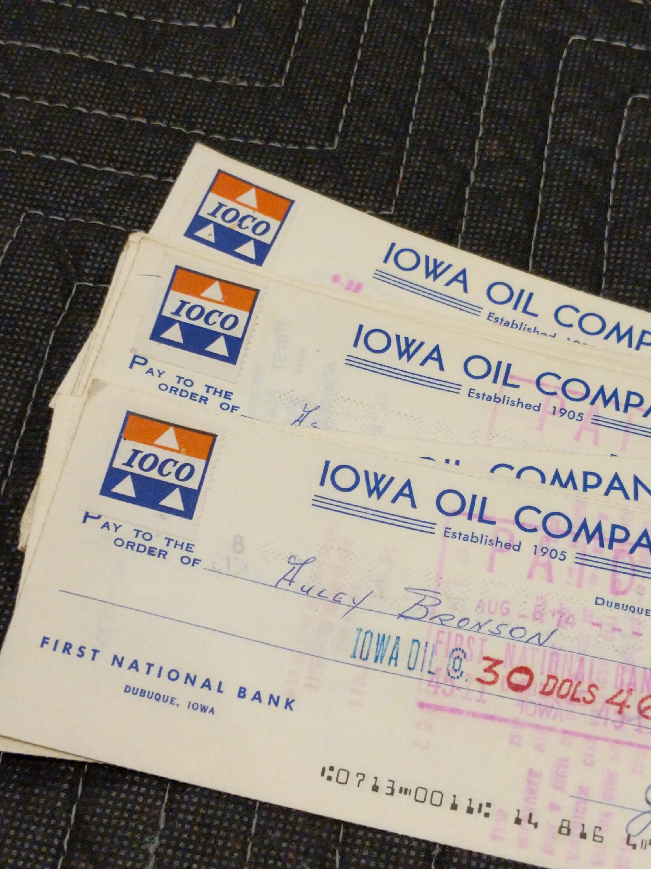 Lot of 10 1970's Iowa Oil Company Checks, Dubuque, Iowa - Old ...