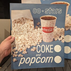 Mid 60's 1964 Coke Coca-cola Popcorn & Coke Sign Old Original Poster ...