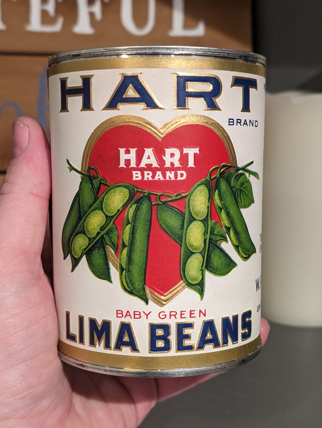 1920's 30s Hart Brand Lima Beans Can Label on Can Original Vintage ...
