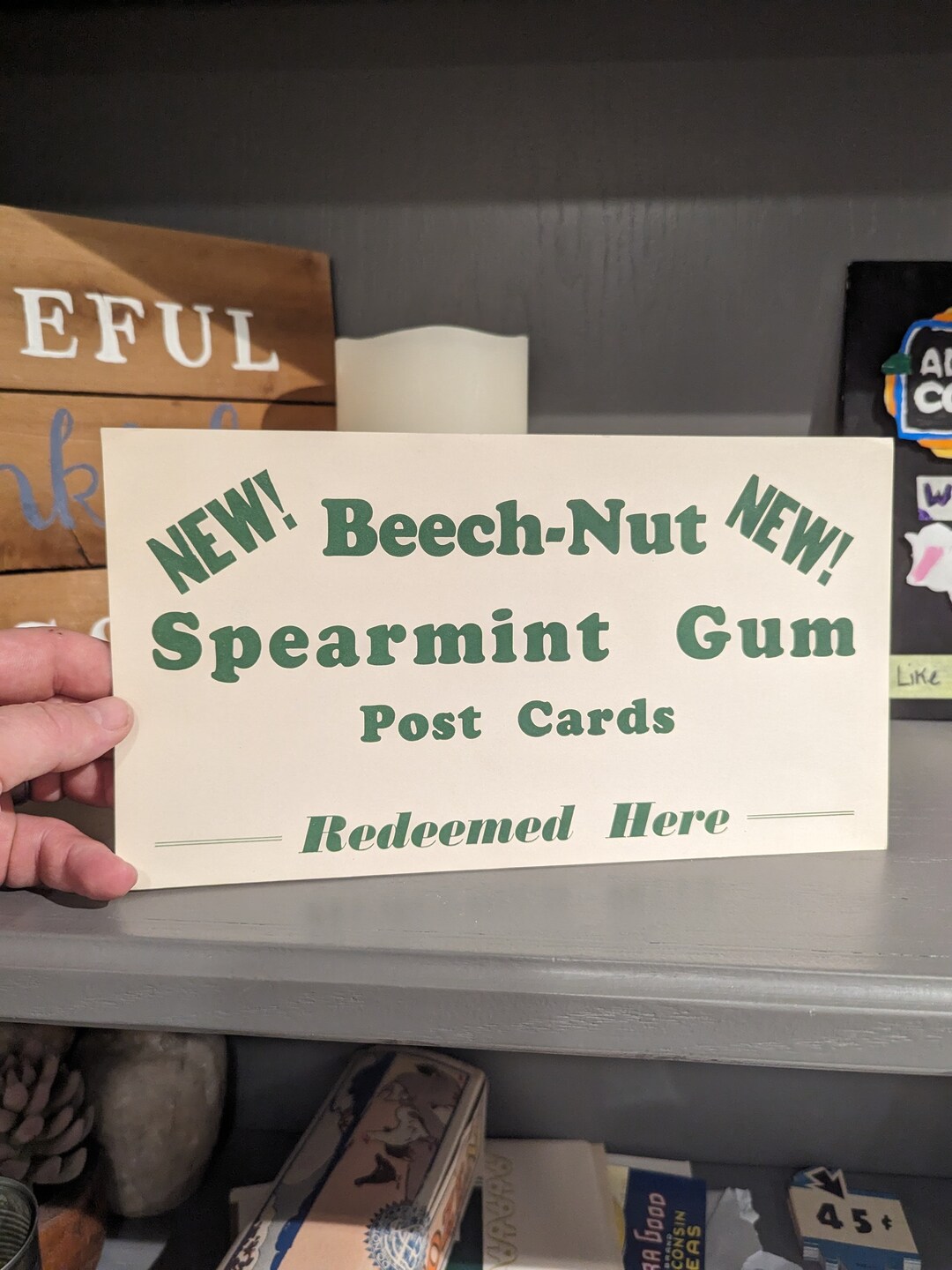 1950 Beech Nut Beechies Spearmint Gum Store Display Sign - Old ...