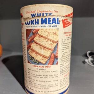 1950s Quacker Oats Oatmeal Container White Corn Meal - Larger Size ...