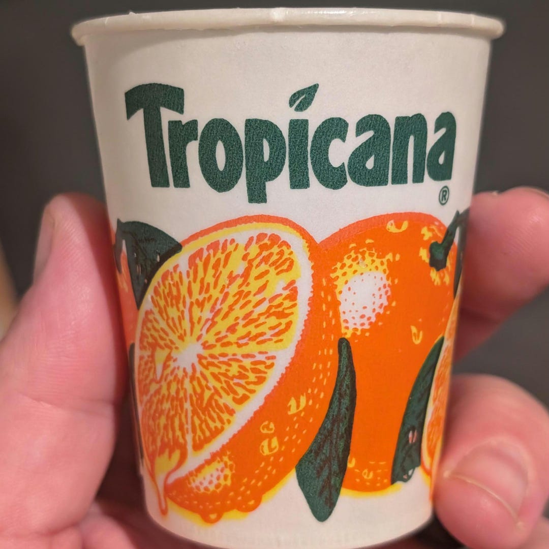 NOS 1970s Tropicana Orange Juice Cups Vintage 5 Oz. Waxed Paper Cup - Etsy