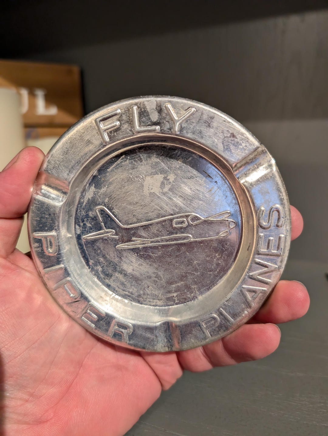 1960s 70s Fly Piper Airplanes Metal Ashtray - Old & Original - Vintage ...