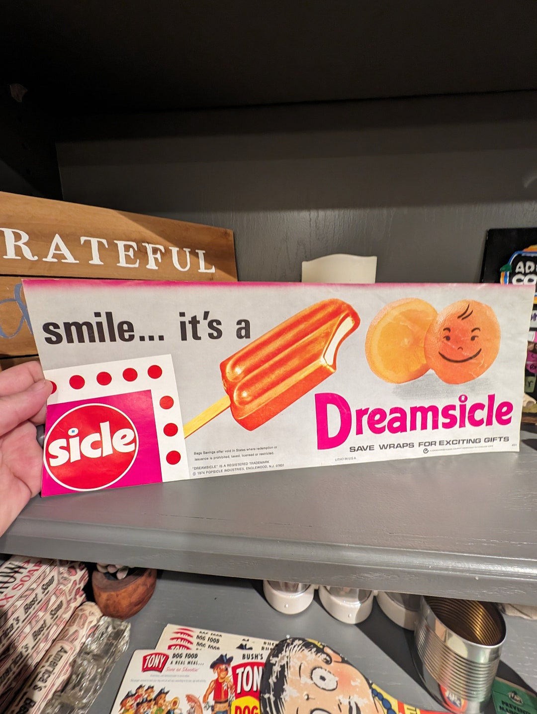 1974 Orange Creamsicle Dreamsicle Popsicle Ice Cream Bar Sign Poster ...