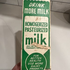1940's Waxed Homogenized Pasteurized Milk Carton or Container “drink ...