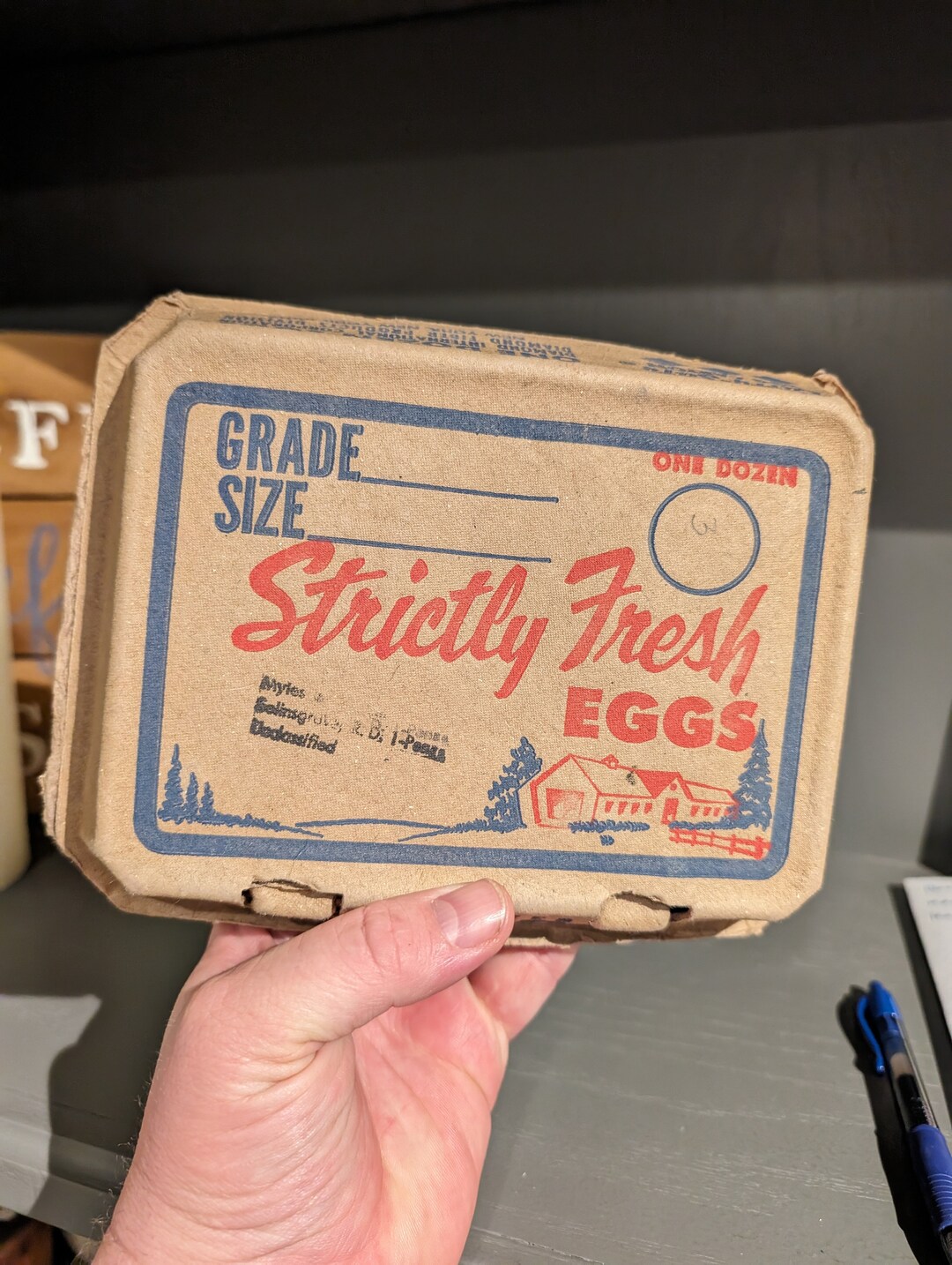 1960's/70s Farm Scene Fresh Eggs Dozen Carton Kitchen Display - Old ...