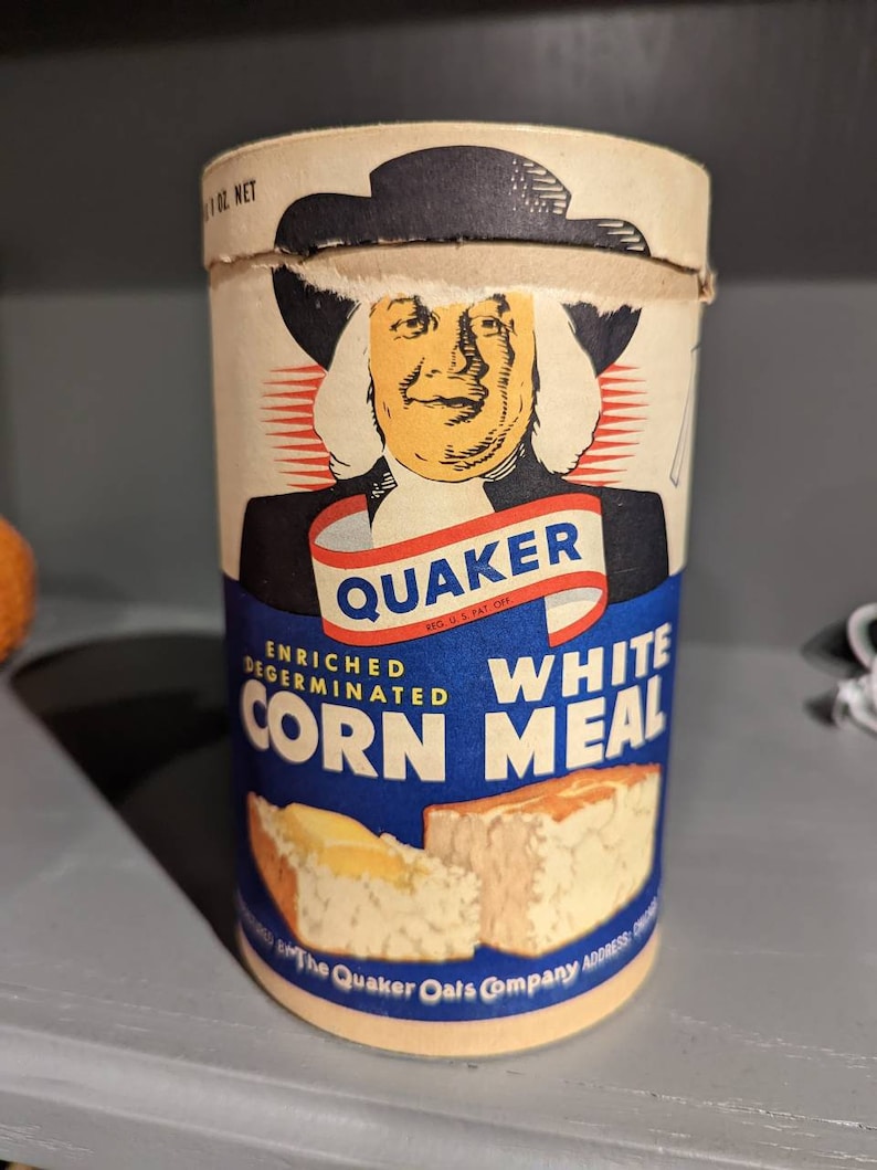 1950s Quacker Oats Oatmeal Container White Corn Meal - Larger Size ...