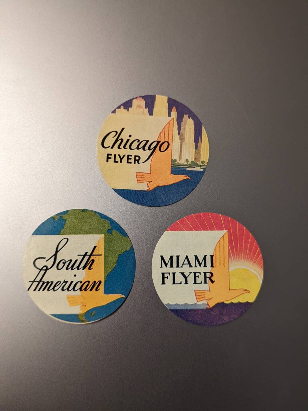 1940's PAA Pan American Airways System Gummed Label Chicago Miami South ...