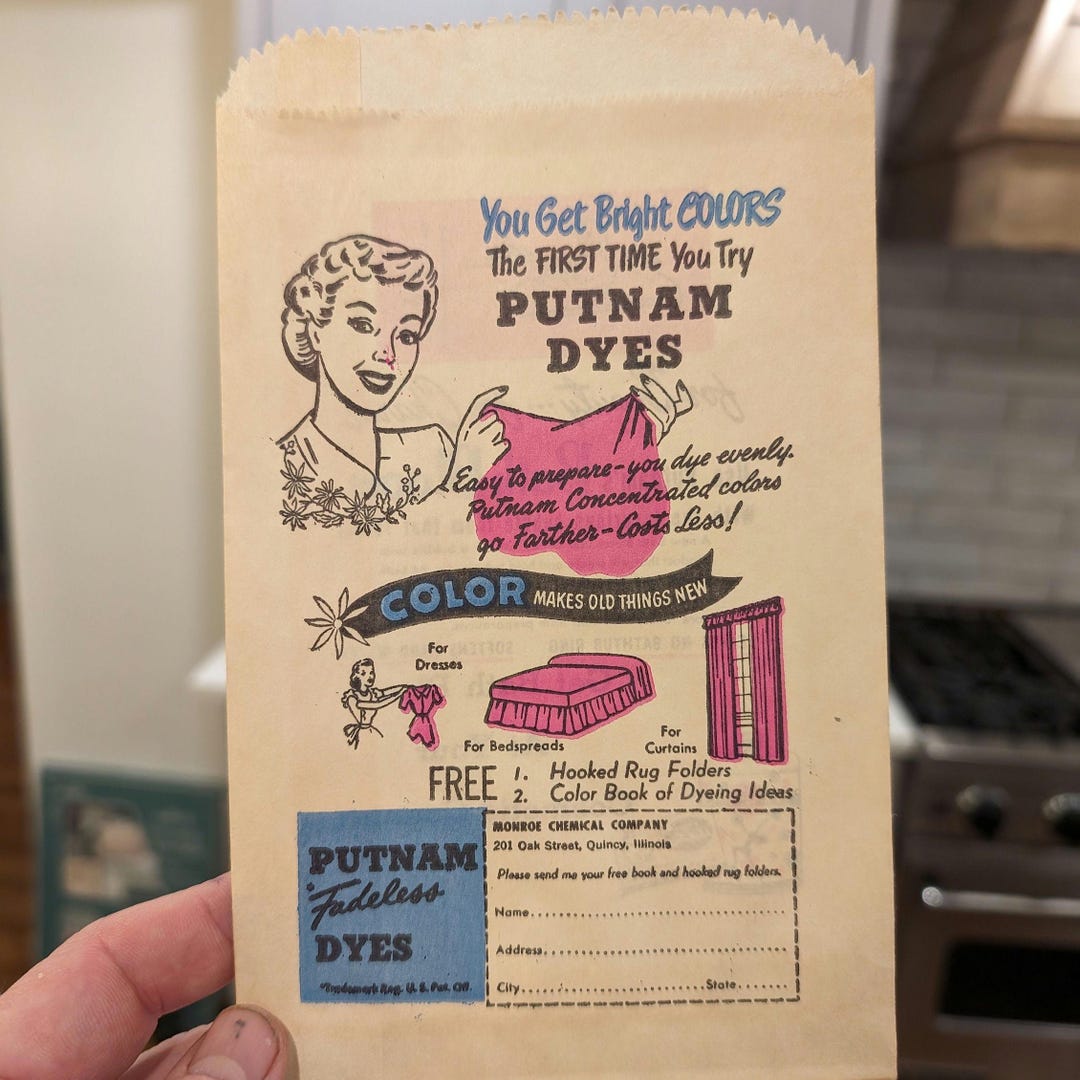 NOS Original 1940s 50s Putnam Clothing Dye Vintage Laundry Bath Bloom ...