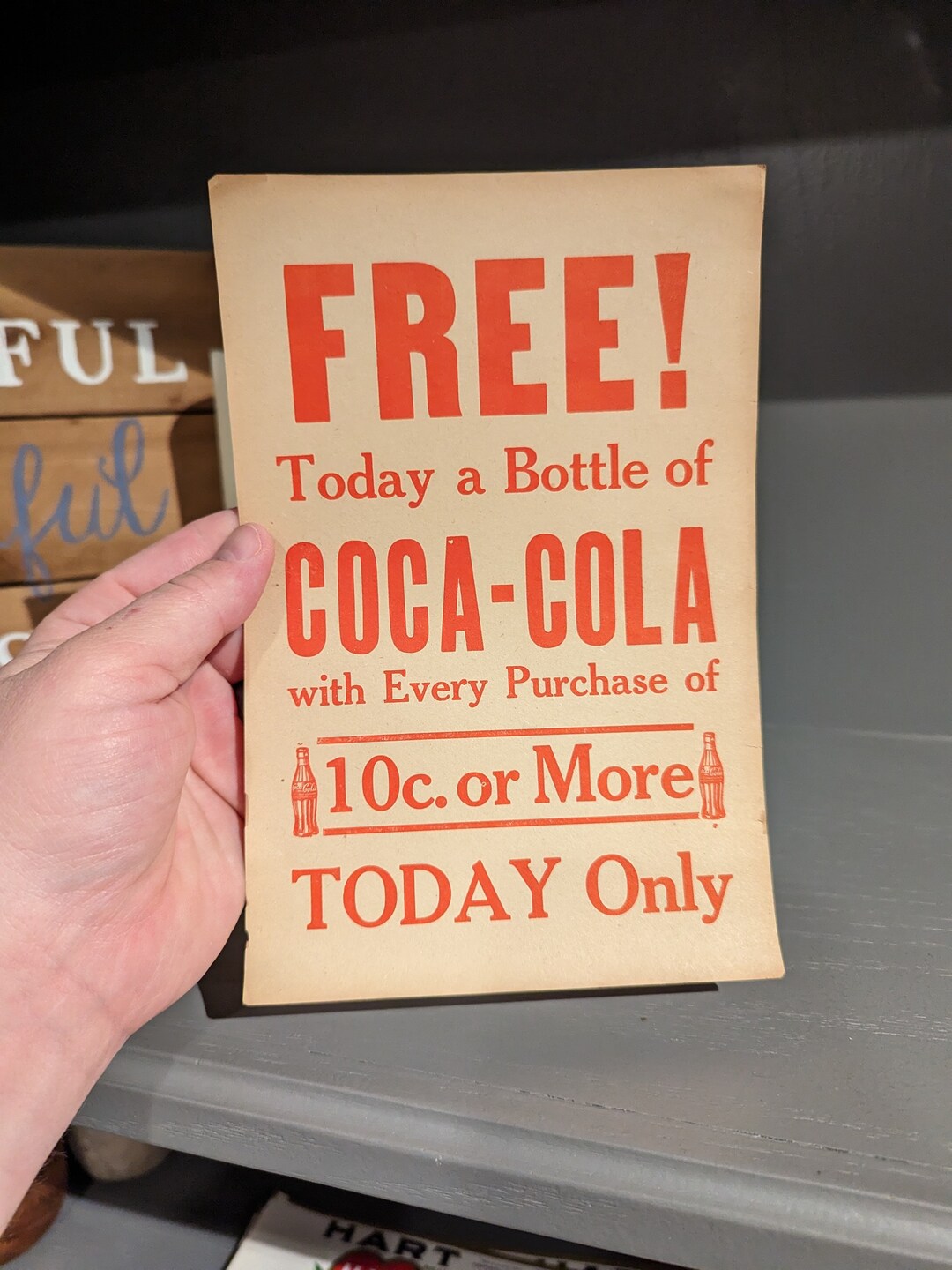 1920's Coca-cola Free Coca-cola Sign With Purchase Store Sign - Old ...