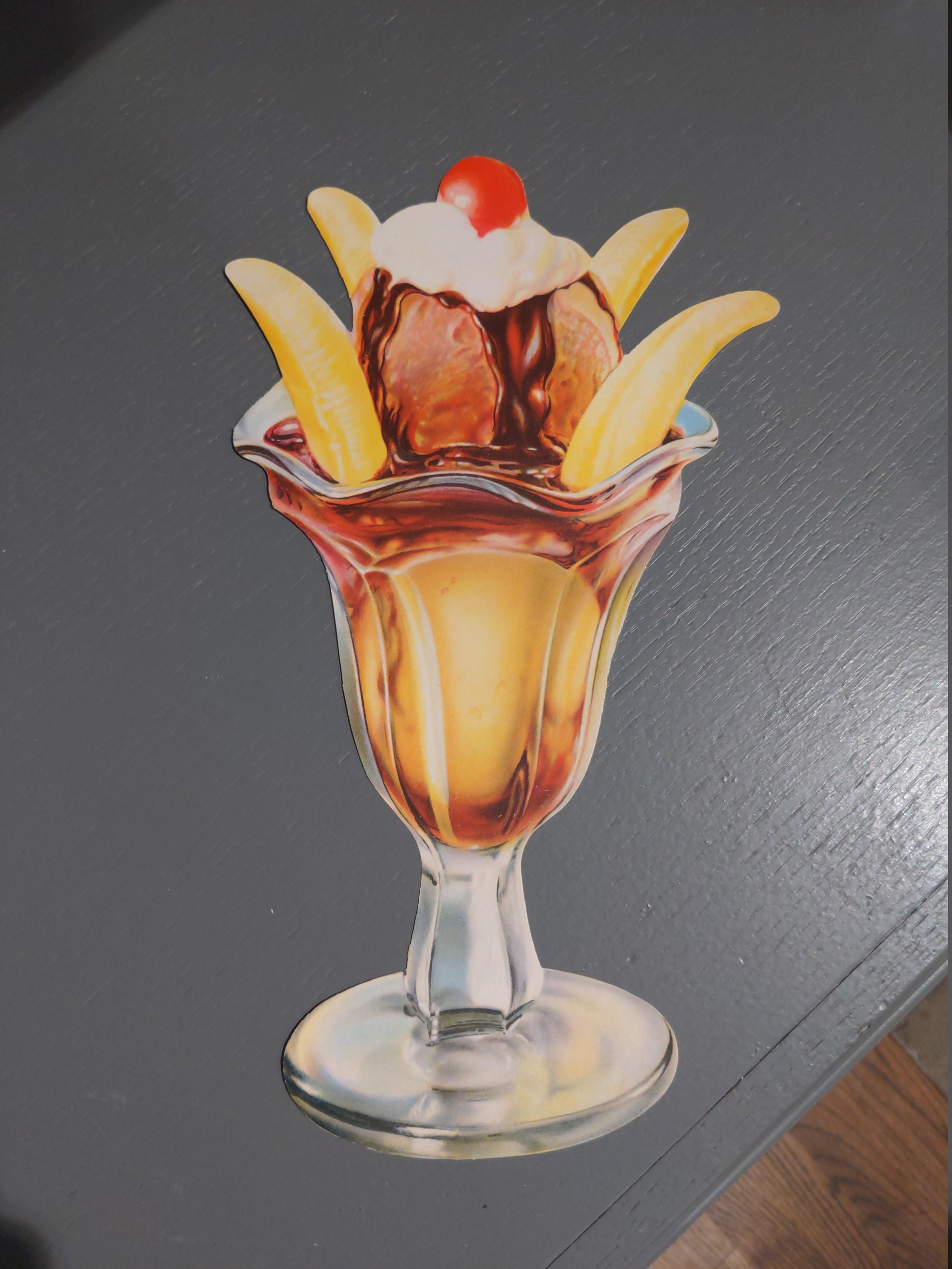 Large 1940's Banana Split Ice Cream Sundae Poster Die | Etsy