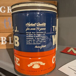 Original 1949 Thomas J Webb Coffee Can - Old Vintage Coffee Tin - 2 Pound Version - Etsy