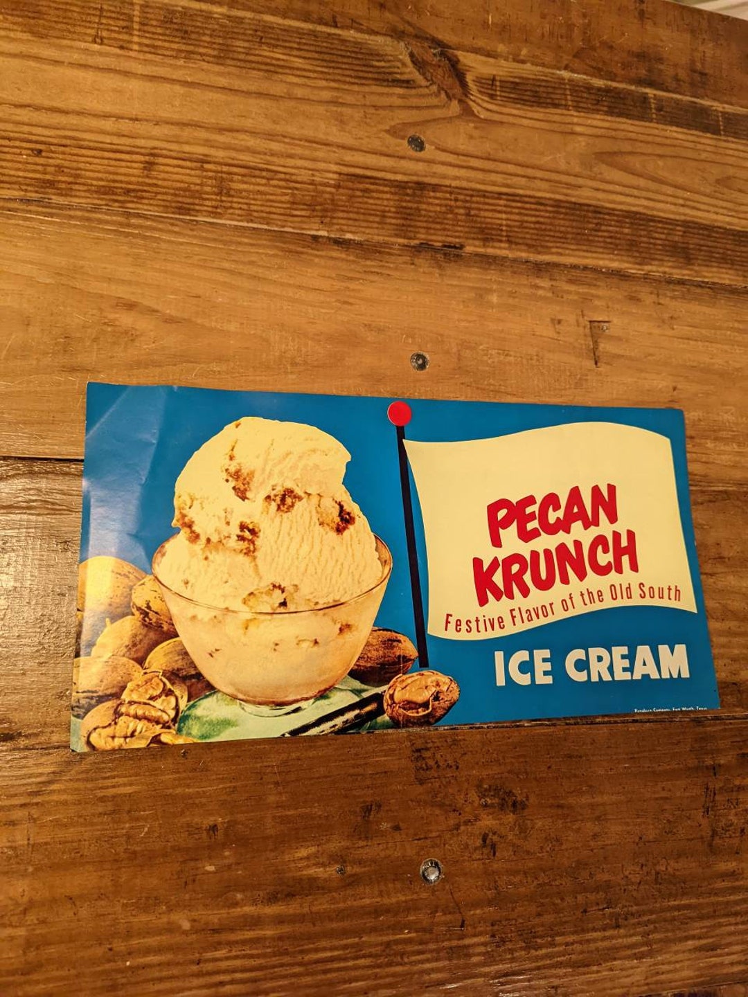 Original 1960's Pecan Krunch Ice Cream Soda Fountain Sign - Etsy