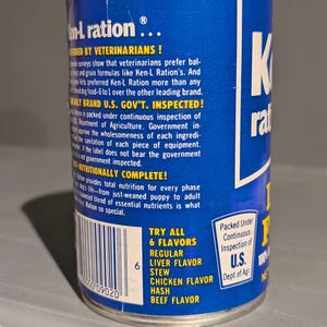 1980s Ken-l Ration Stew Dog Food Can Label on Can Quaker Oats Chicago ...