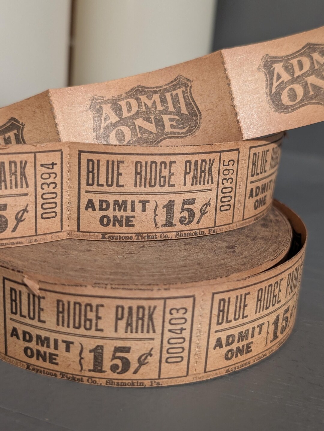 1940's? Blue Ridge Park Tickets - Vintage Office Supplies Admit One ...