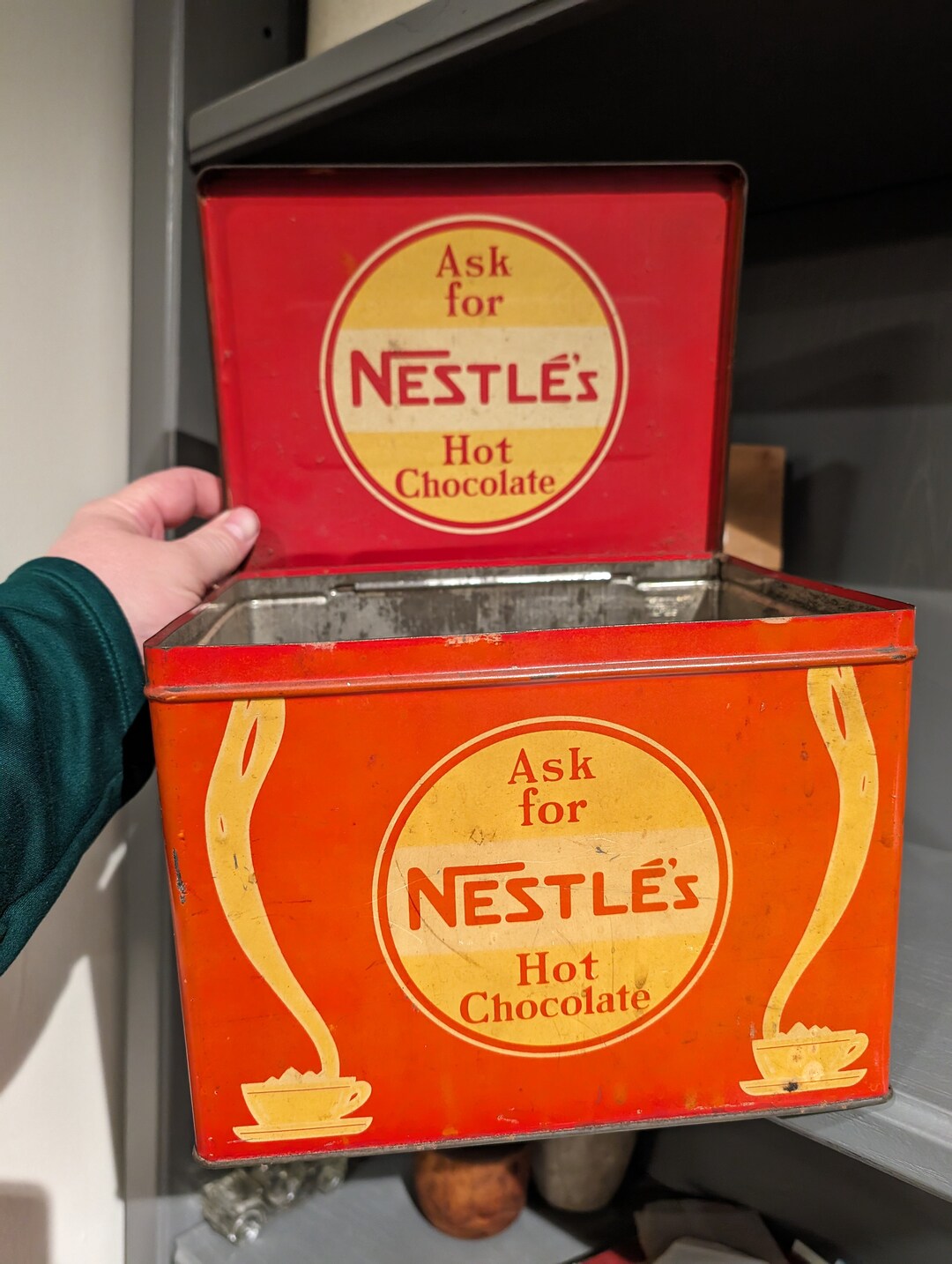 Large Old & Original 1940s 50s Nestle Hot Chocolate Counter Tin ...