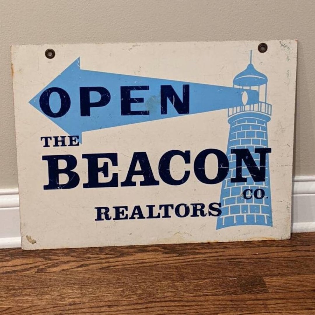Original 1970s Beacon Realtors Double Sided Sign With Lighthouse - Etsy