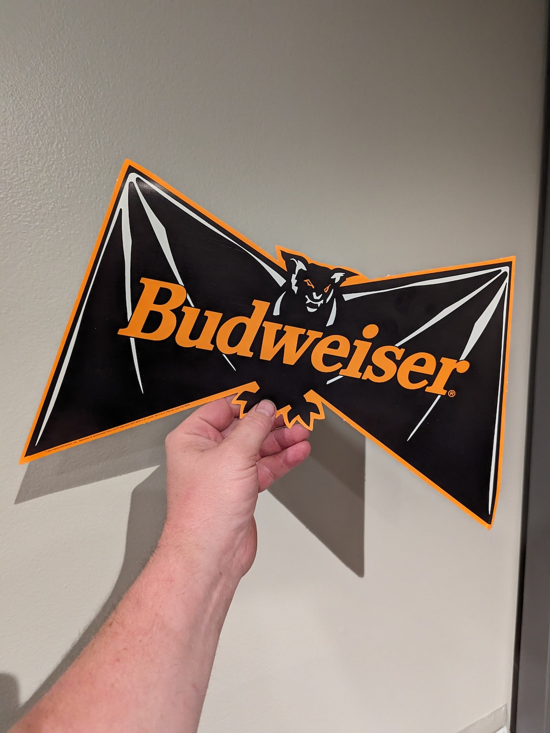Original 1992 Budweiser Beer Die Cut Halloween Bat Display Poster Sign ...