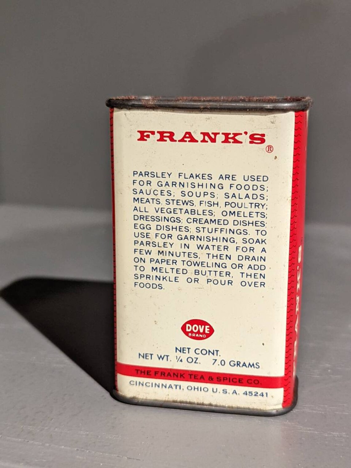 1960s Old & Original Franks Parsley Flakes Spice Seasoning Metal Spice ...