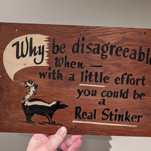 Original 1960's Don't Be A Stinker Skunk Vintage Basement Bar Mid ...