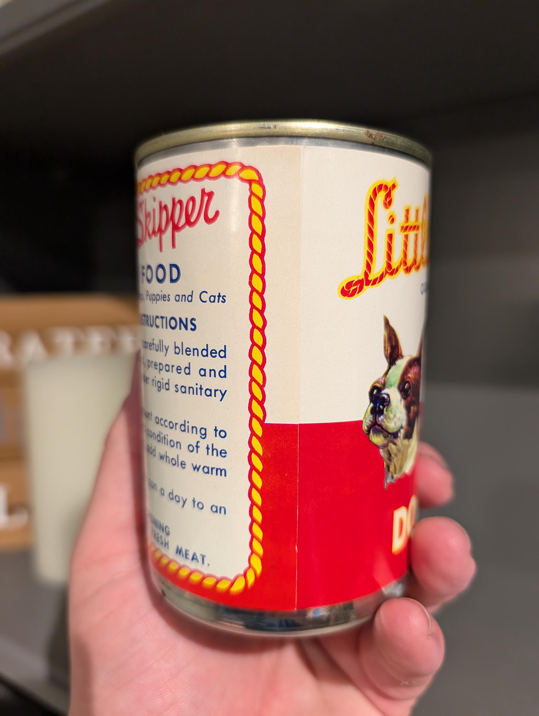 1960s Little Skipper Dog and Cat Food Can Label on Can - Original ...